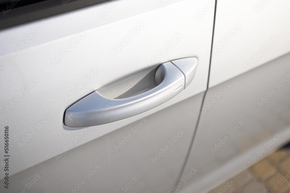 Keyless entry car door handle with keyless go touch sensor. Car door ...