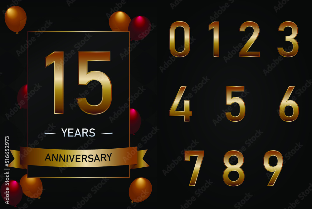 Birthday card with golden numbers and black background. Numbers ...