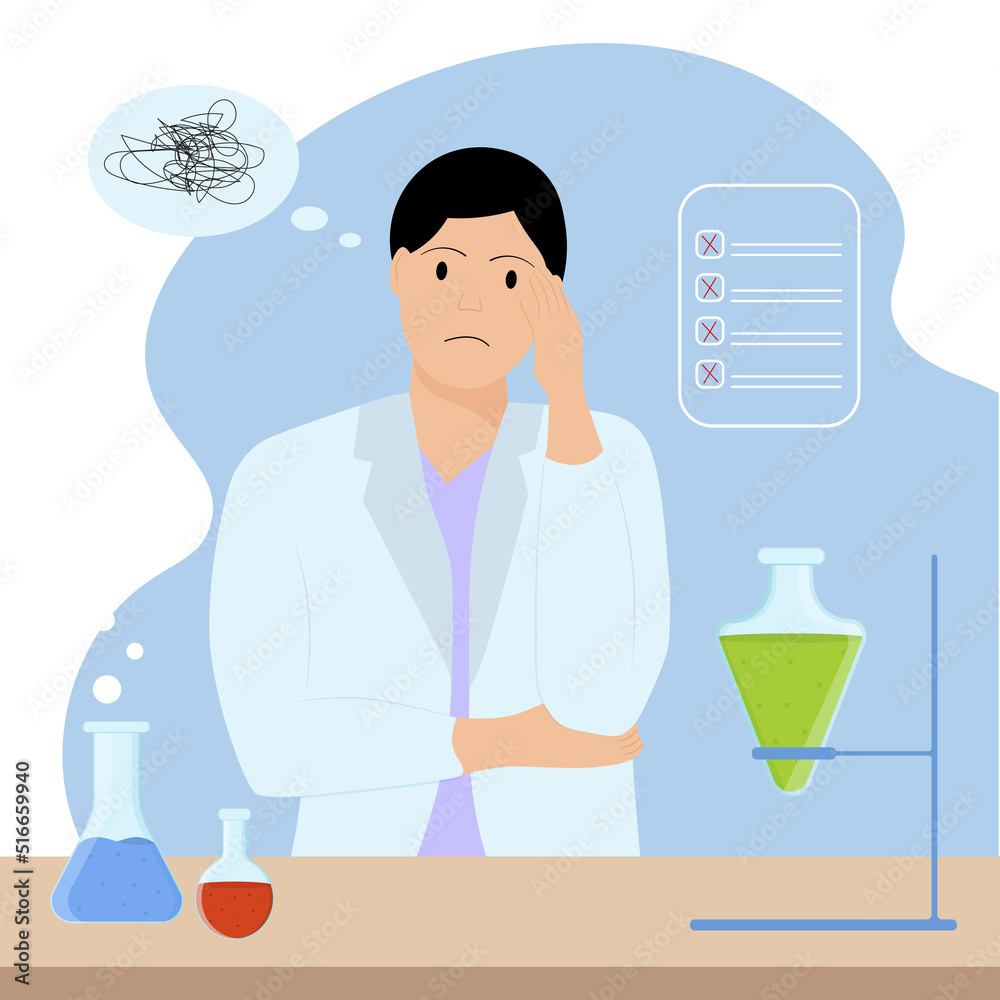 Laboratory assistant failed the test, Male Scientist in the laboratory ...