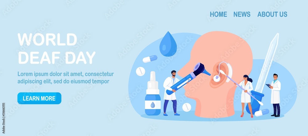 Deafness, Hearing Loss. Doctors Check Health of Ear, Hearing organ ...