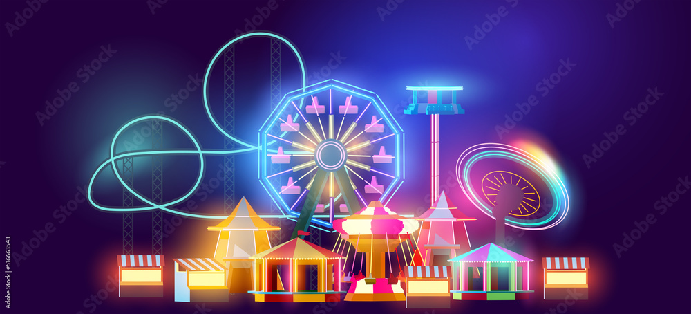 Carnival Rides At Night Wallpaper