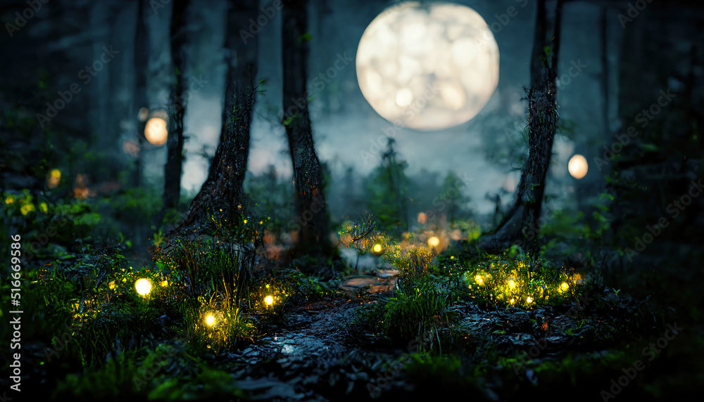 Dark Fantasy Forest Moon