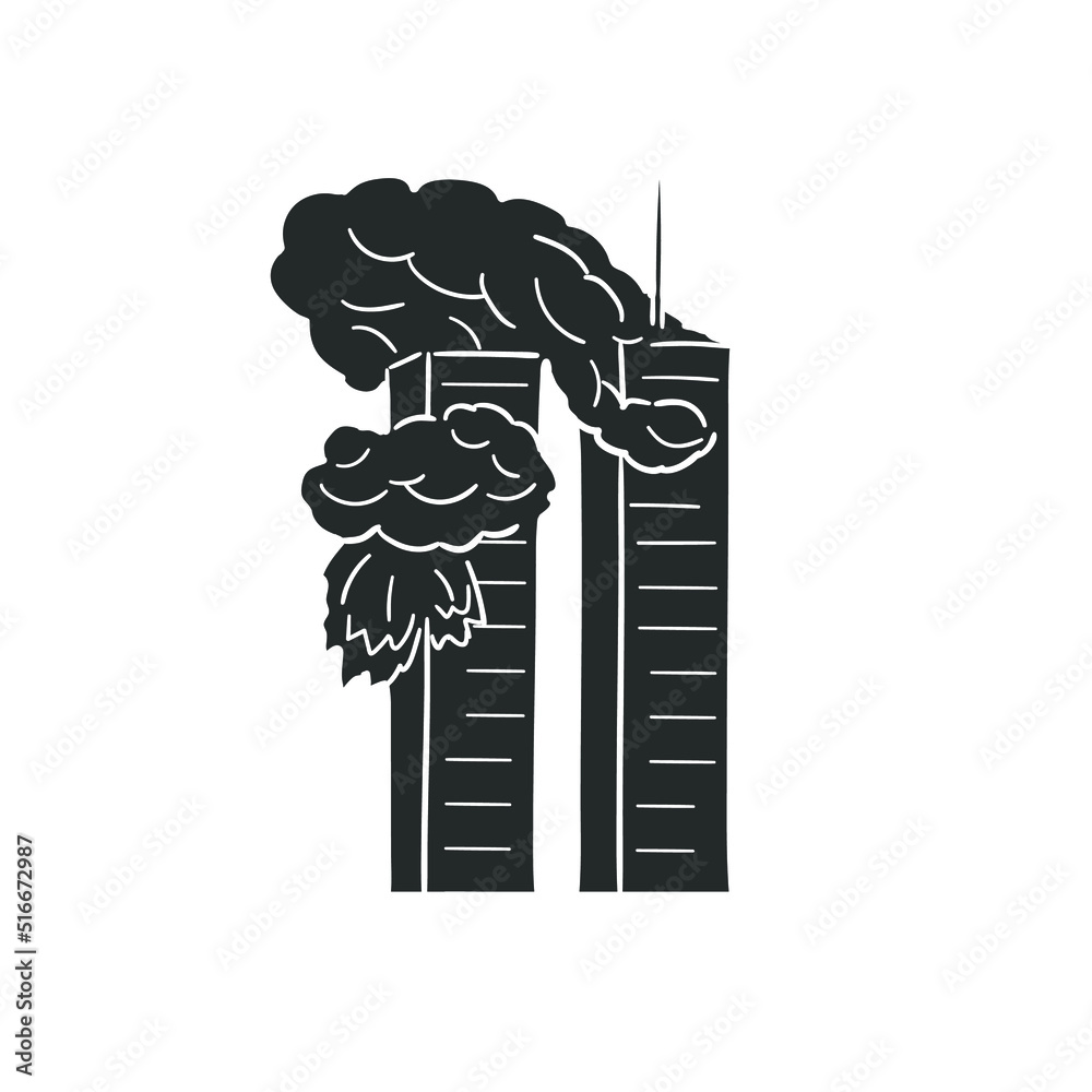 11 S Icon Silhouette Illustration. Twin Towers Vector Graphic Pictogram ...