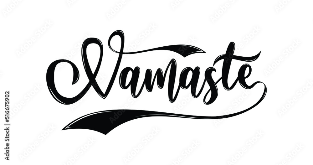 Hand-drawn namaste text. Hello in Hindi. Handwritten lettering is ...