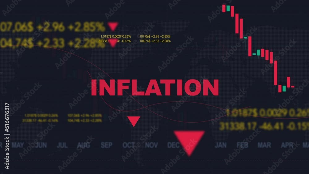 Rising inflation. Alert word inflation on a world map background with ...