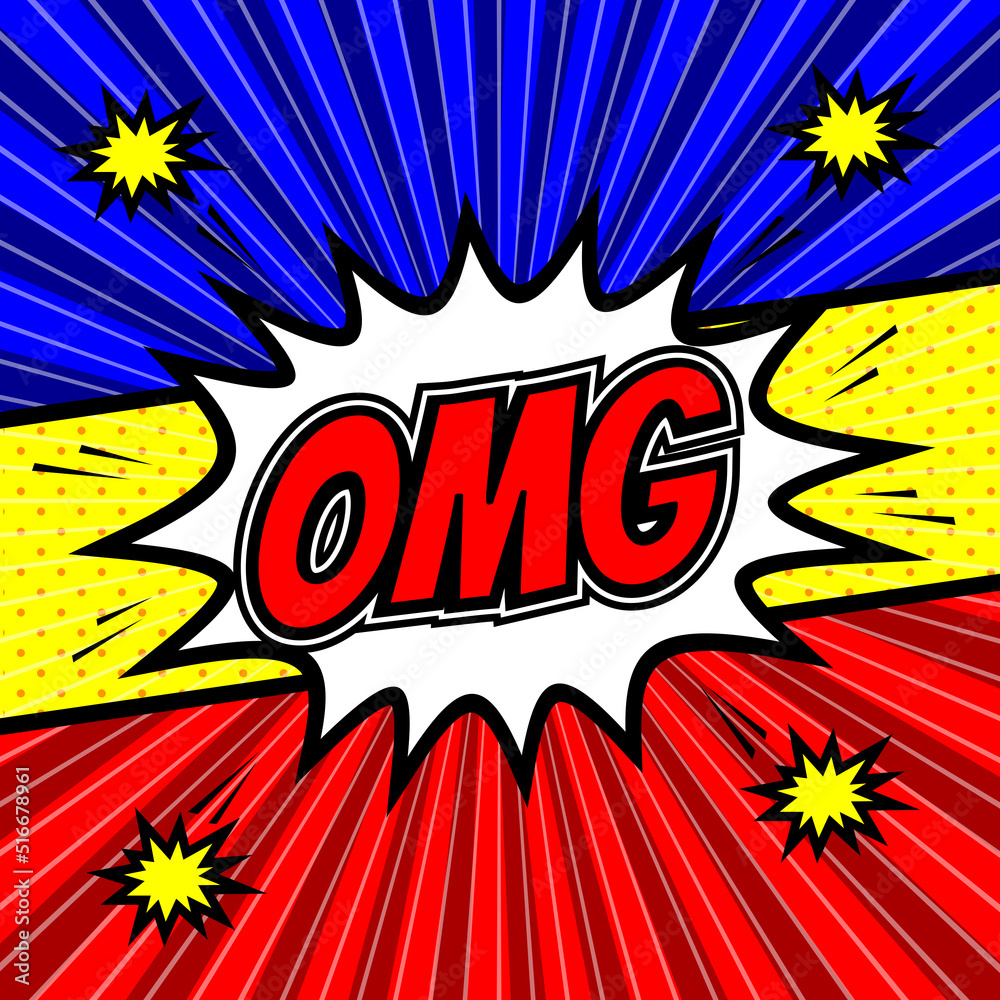 アメコミ風ポップアート吹き出しOMG Pop art style, Comic book concept speech bubble OMG ...