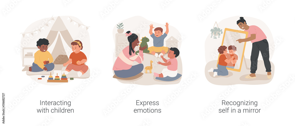 Social interaction in daycare center isolated cartoon vector ...