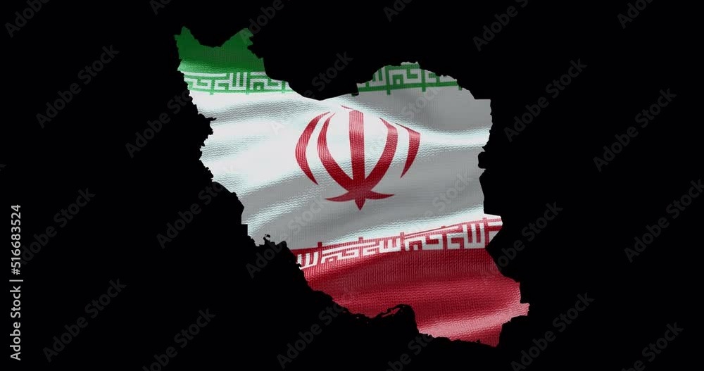 Iran outline with waving national flag. Alpha channel background ...