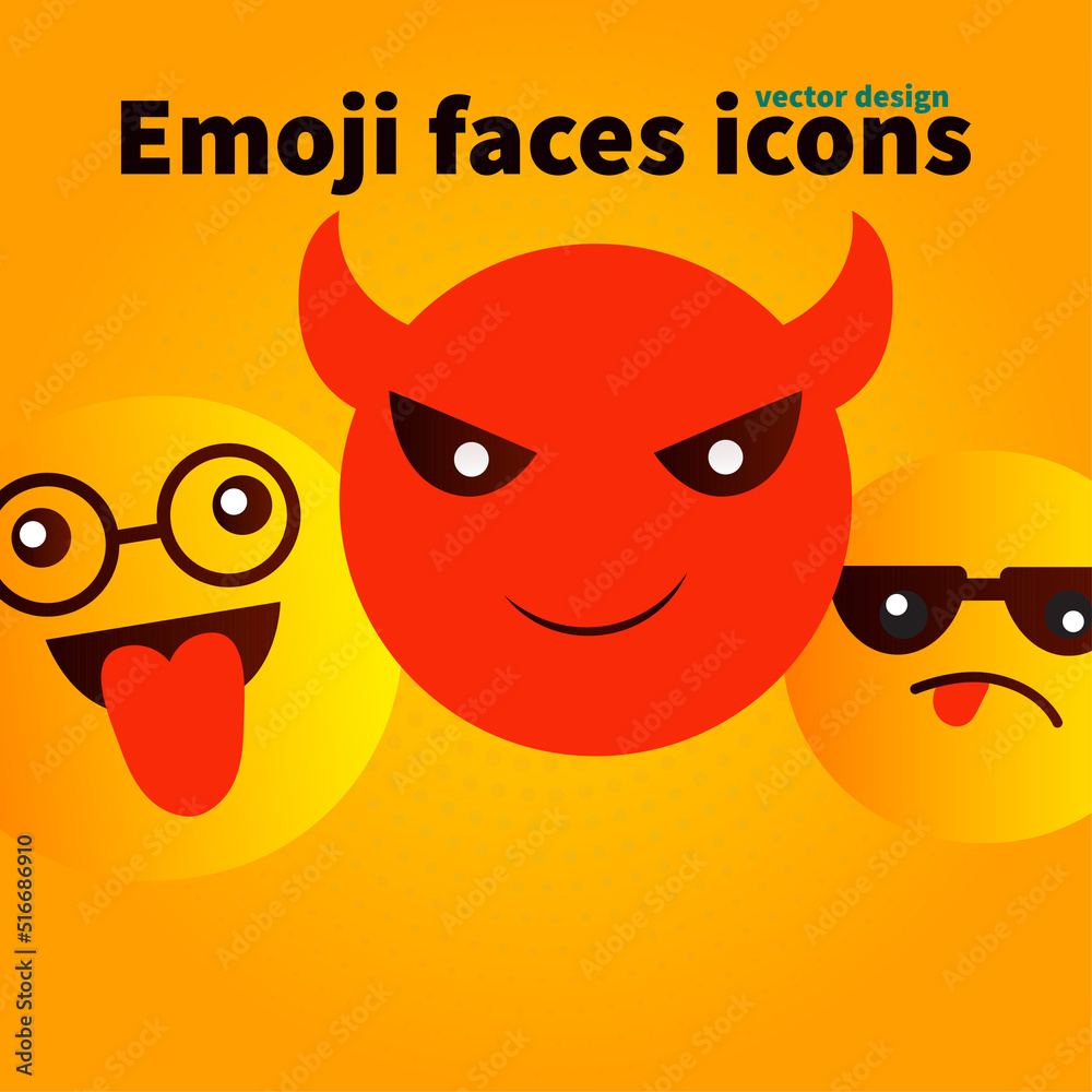Emoji faces icons vector design bad and good review happy and sad ...