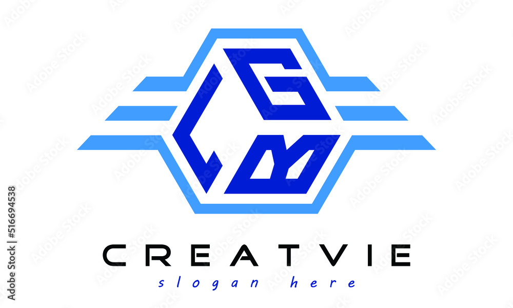 LGB three letter geometrical wings logo design vector template ...