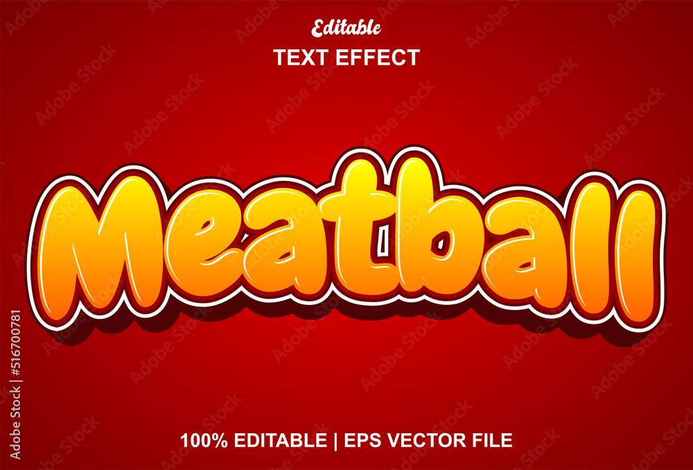 meatball text effect with red color editable. Stock Vector | Adobe Stock