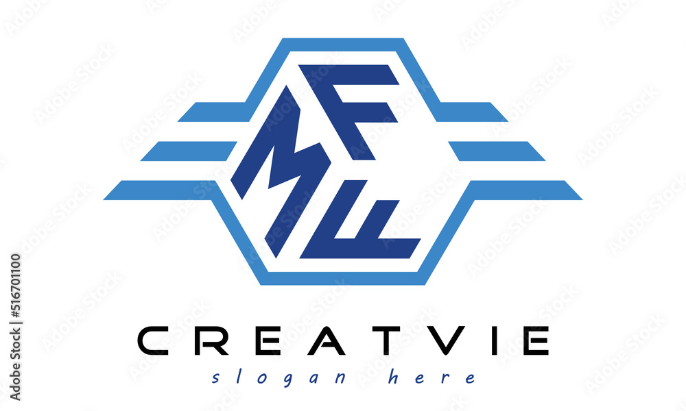 MFF three letter geometrical wings logo design vector template ...