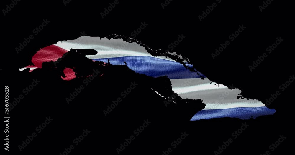 Cuba outline with waving national flag. Alpha channel background ...
