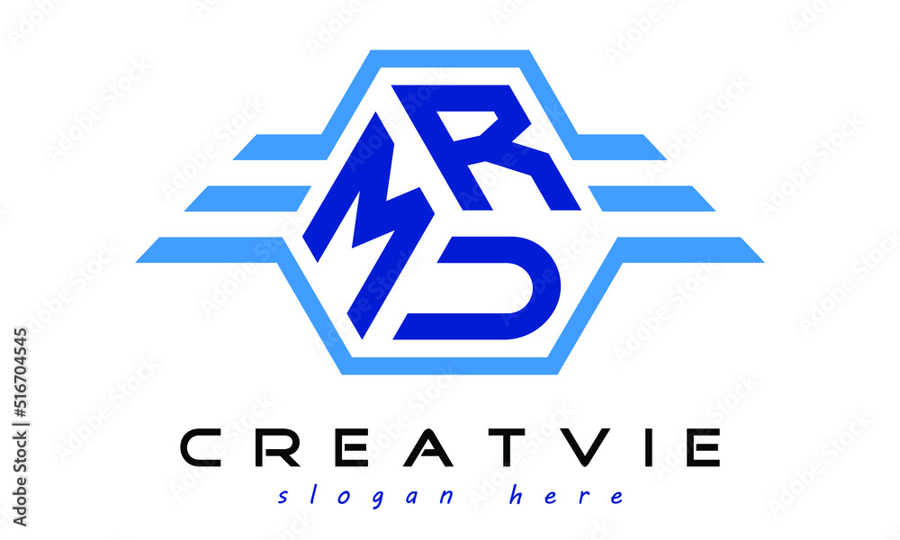 MRU three letter geometrical wings logo design vector template ...