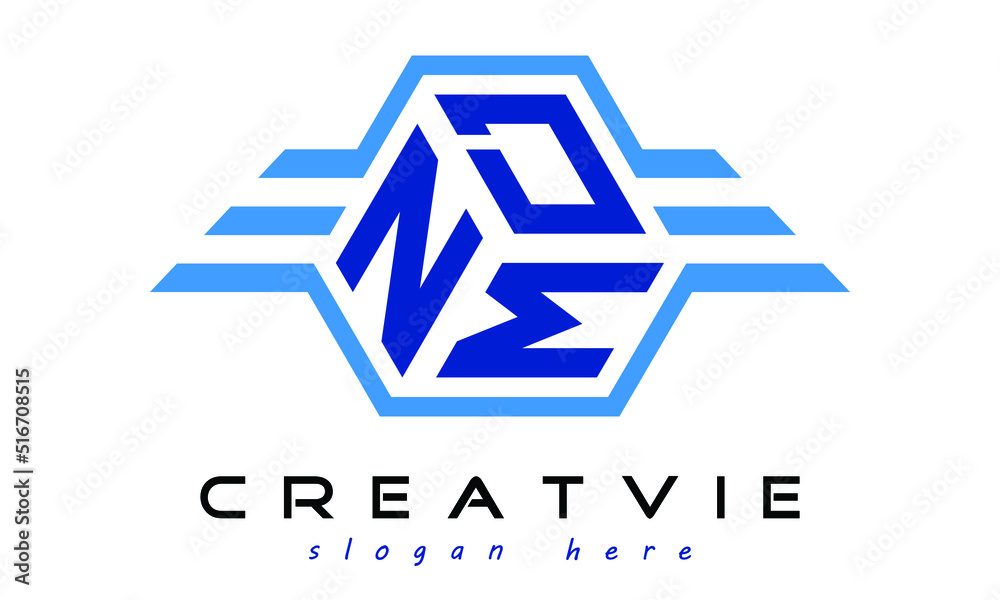 NDM three letter geometrical wings logo design vector template ...