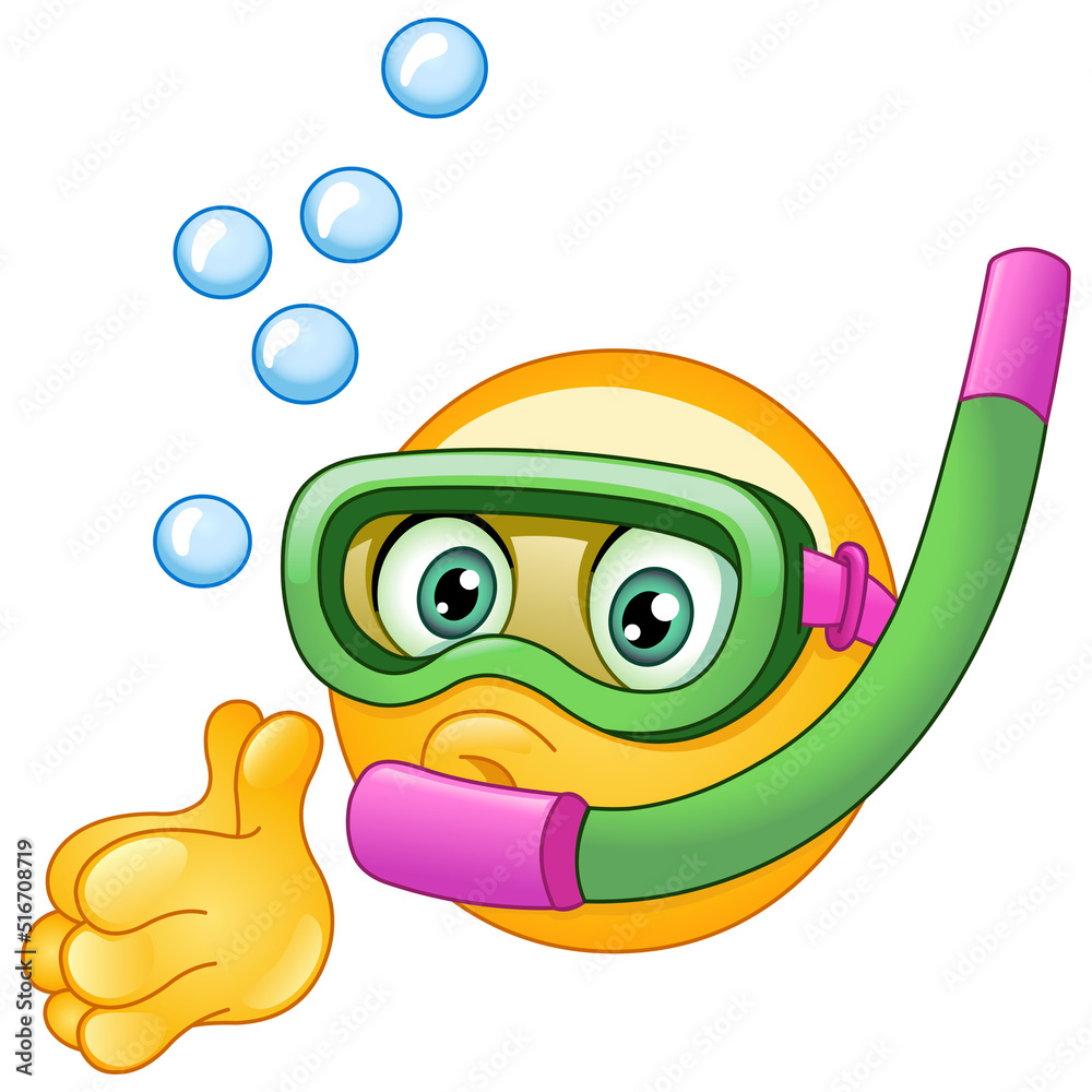 Emoji emoticon snorkeling or diving Stock Vector | Adobe Stock