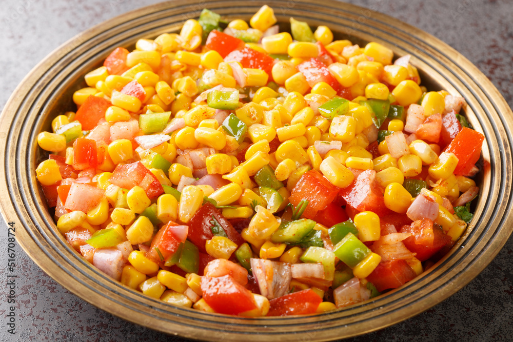 Sweet Corn Chaat is a tangy, spiced and tasty snack made with steamed ...
