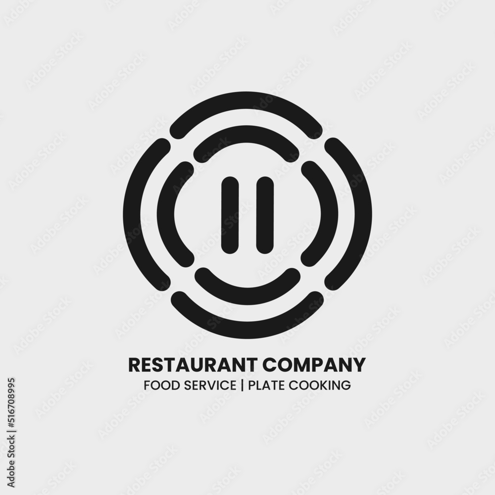Plate Design Logo For Restaurant Cafe Foods Company. Smile Flat Icon ...