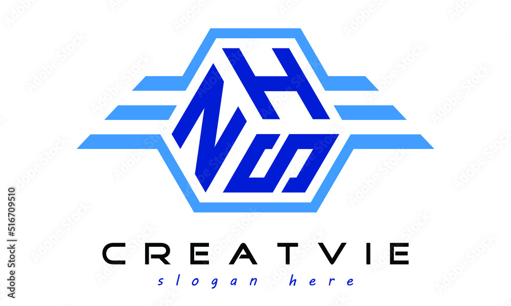 NHS three letter geometrical wings logo design vector template ...