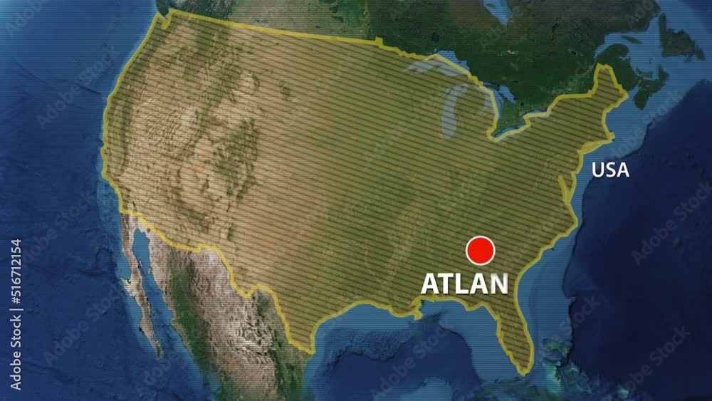 Designation of the borders the United States of America on the map and ...