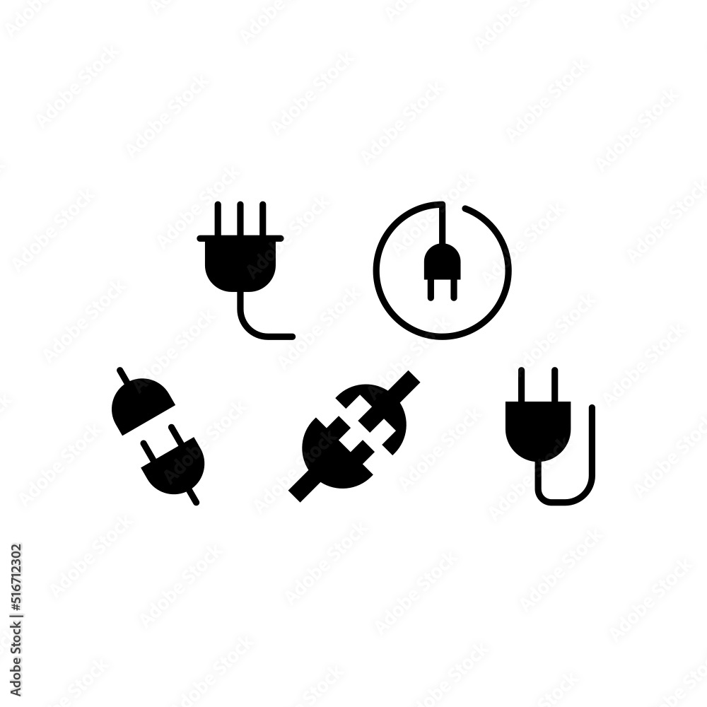 Plug Icon Set Vector Symbol Design Illustration Stock Vector | Adobe Stock