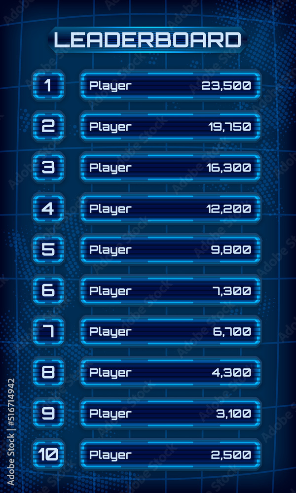 Leaderboard design with neon borders on blue futuristic background ...