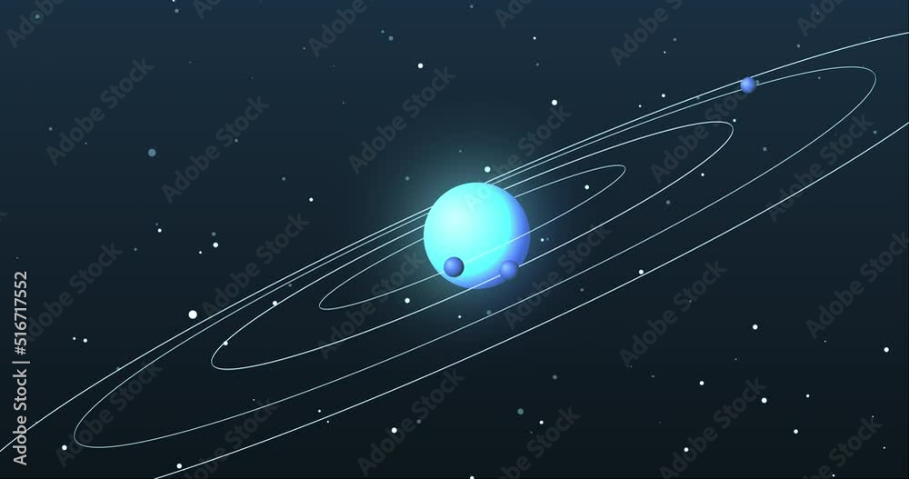 Generic solar system. Planets orbiting a blue star. Cartoon style ...