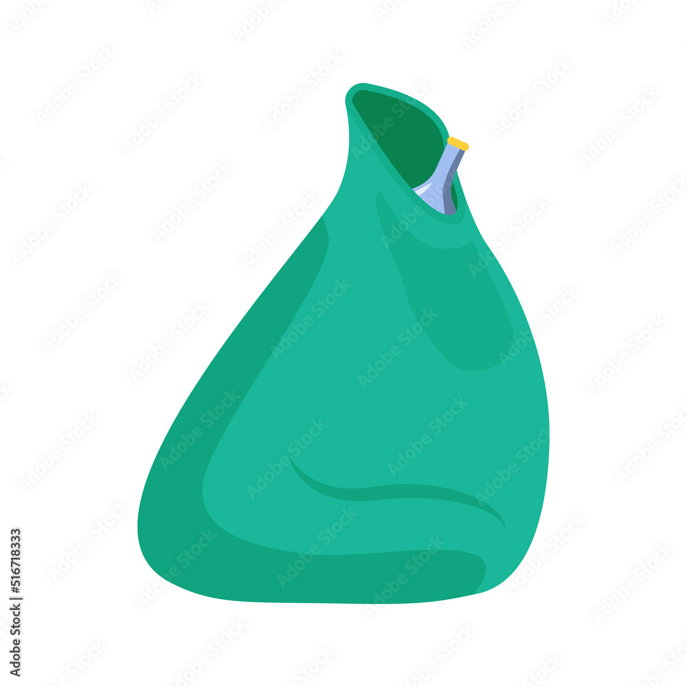 Garbage bag with plastic bottles semi flat color vector object ...
