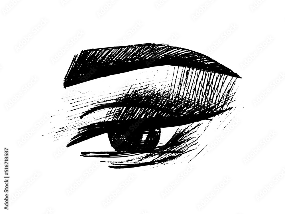 eye sketch with strokes, hand drawing. eyelashes - vector illustration ...