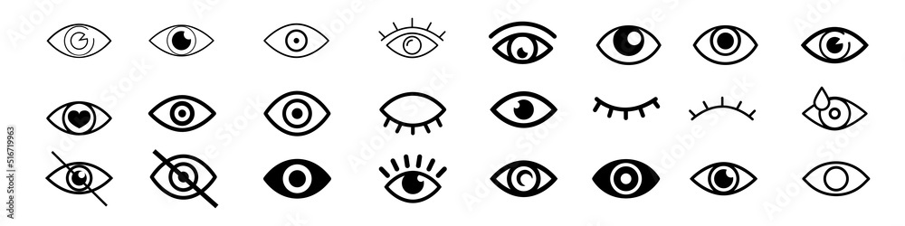 Eye vector icon set. visibility illustration sign collection. vision ...
