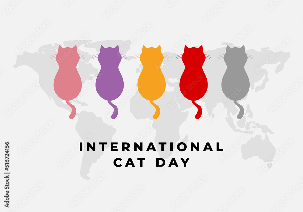 Background for the international cat day on August 8. With five cats ...