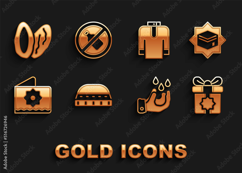 Set Muslim hat for prayer, Kaaba mosque, Gift box, Wudhu, Octagonal ...