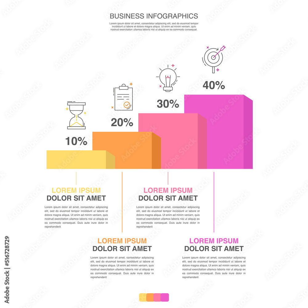 Vector creative infographic of columns bar chart with four options ...