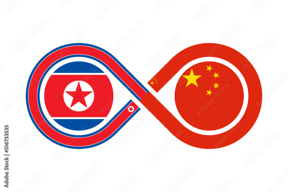 unity concept. north korean and chinese language translation icon ...