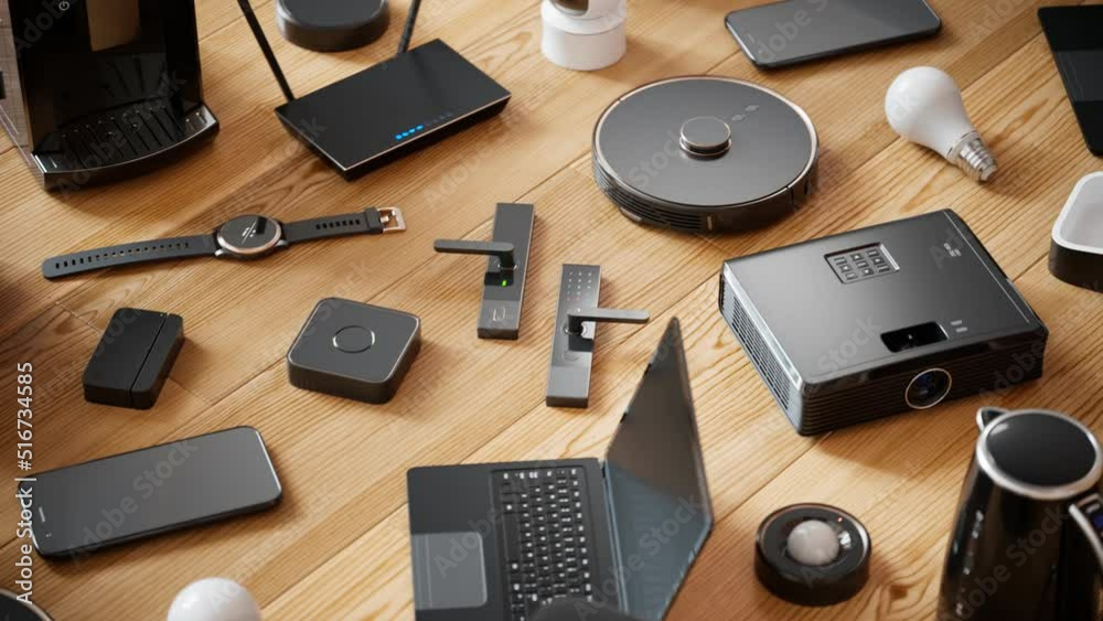 Smart home devices. Modern wireless technology communication domestic ...