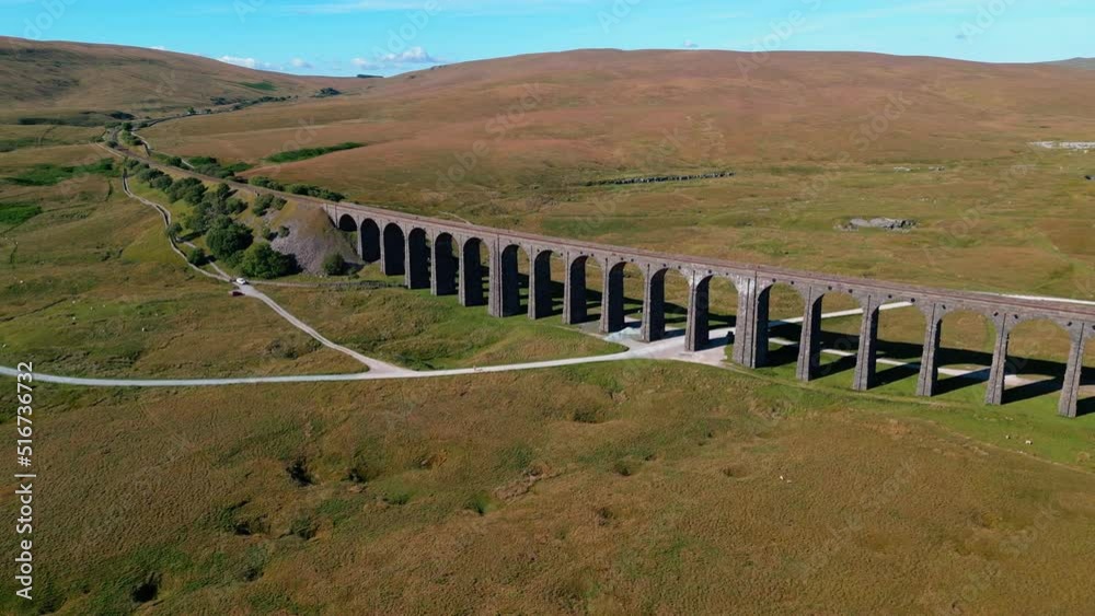 Aerial view of the Ribblehead Viaduct, the longest and the third ...
