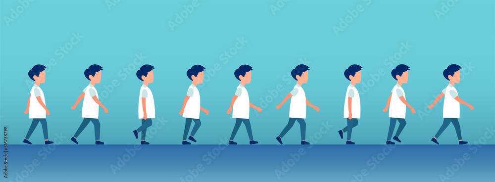 Plakat Vector of a boy walk cycle sequence - spacer, mężczyzna, wektor ...