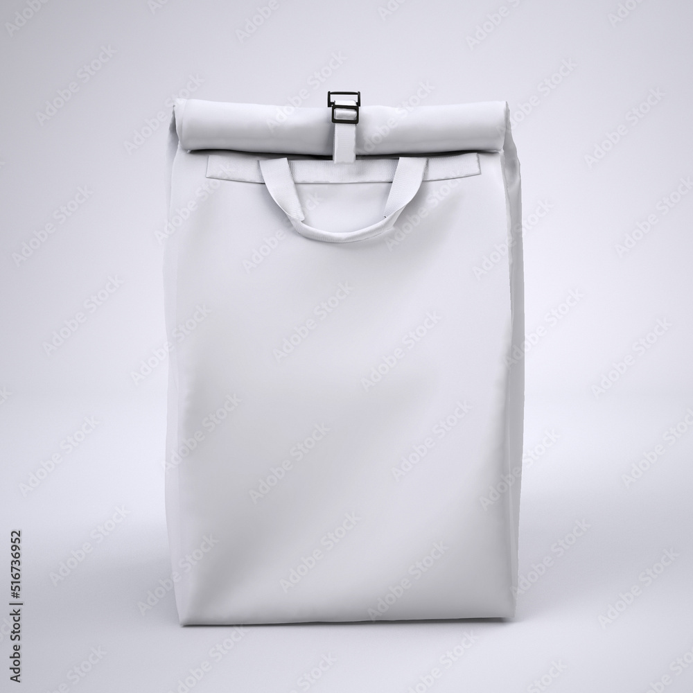 Blank white closed backpack with zipper mock up, 3d rendering. Empty ...