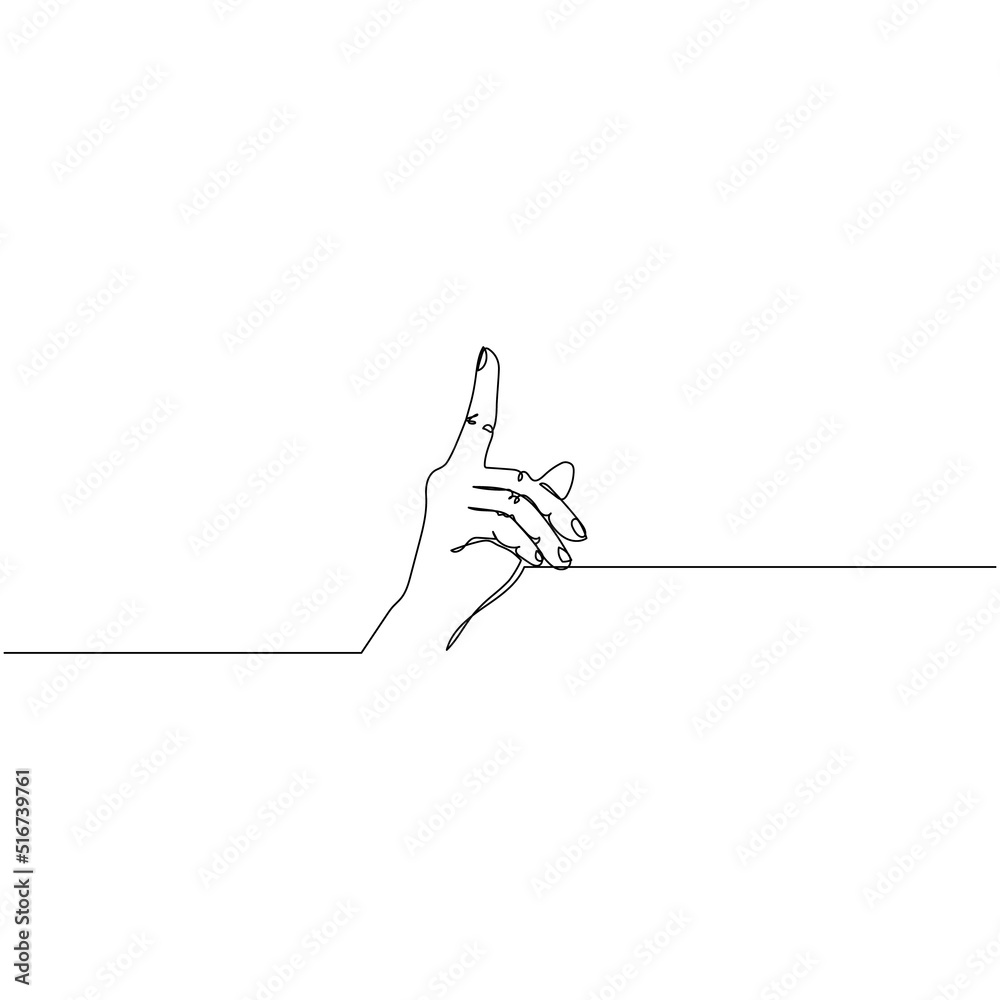 Continuous one line drawing of quiet please sign hand. Be quiet concept ...
