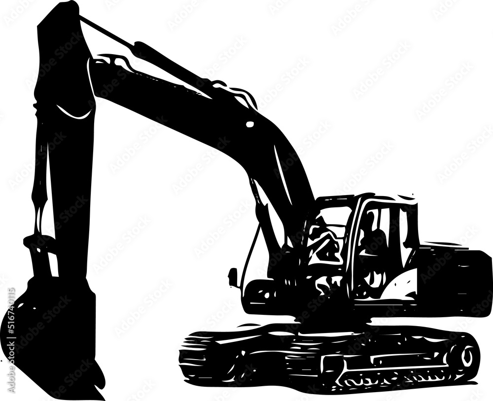 Silhouette of jcb machine, Stencil drawing of jcb machine Stock Vector ...