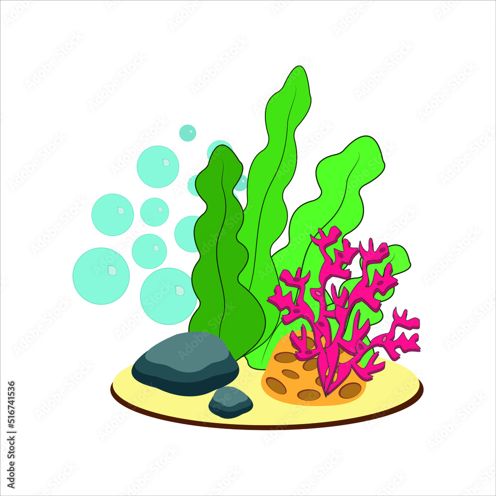 Vector ocean world. Aquatic ecosystem. Aquarium underwater marine life ...