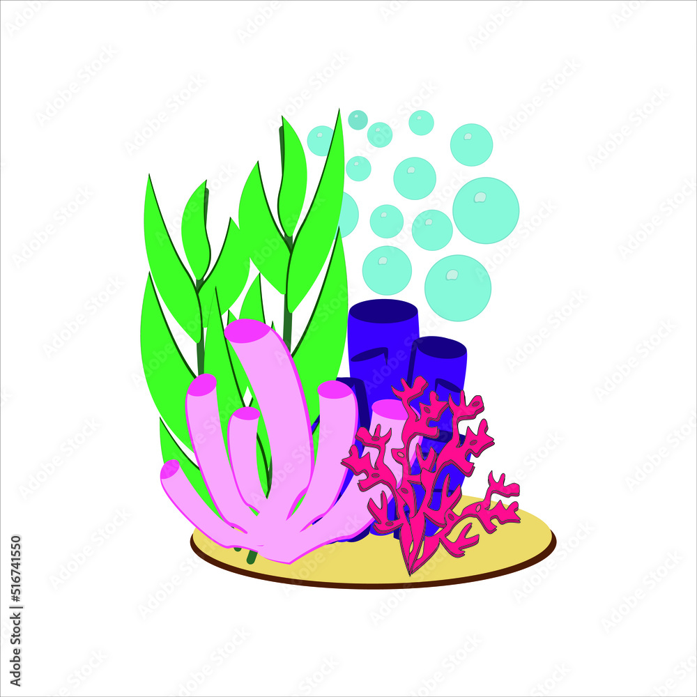 Vector ocean world. Aquatic ecosystem. Aquarium underwater marine life ...