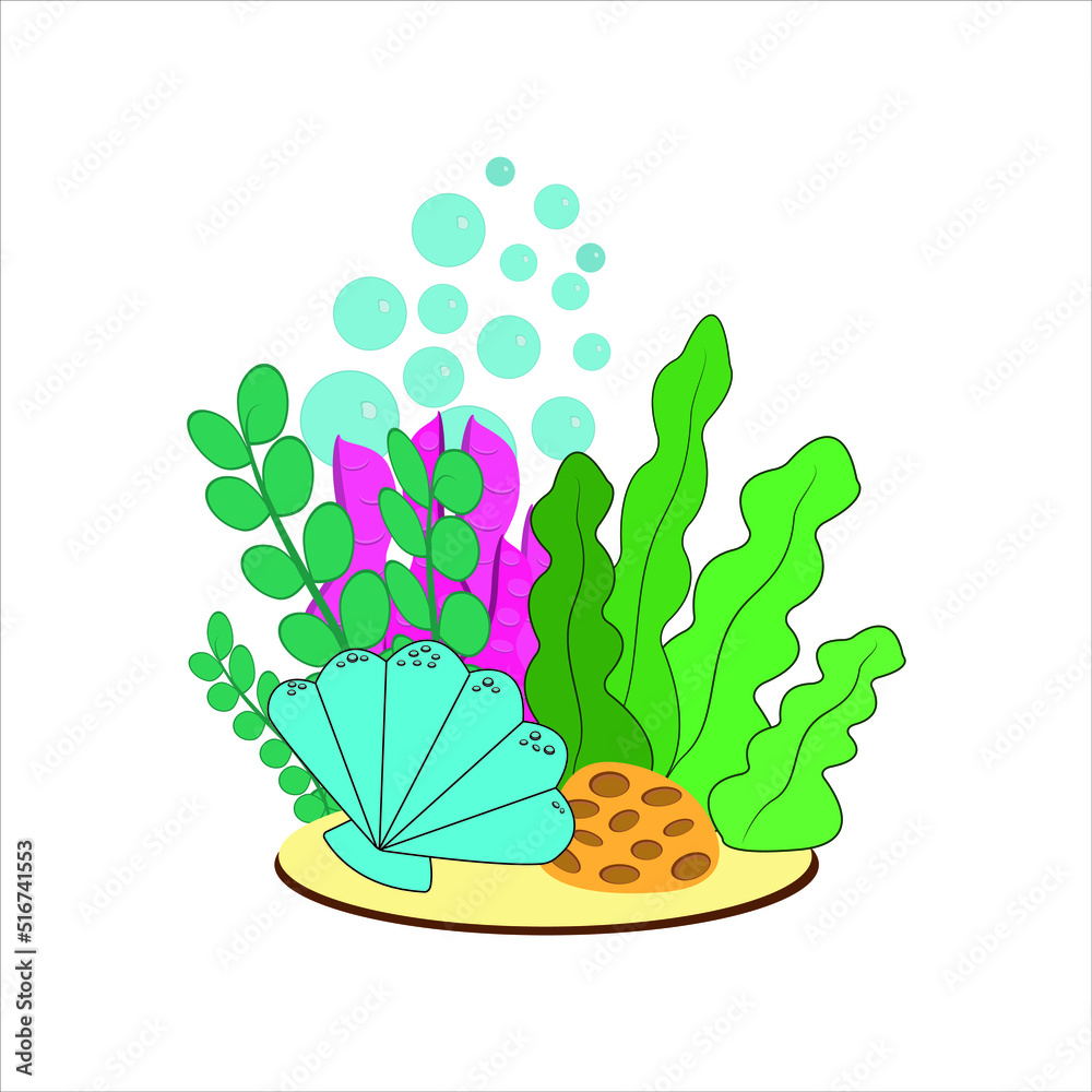 Vector ocean world. Aquatic ecosystem. Aquarium underwater marine life ...