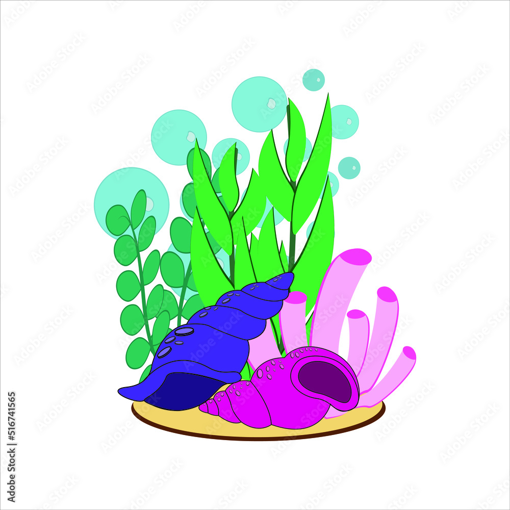 Vector ocean world. Aquatic ecosystem. Aquarium underwater marine life ...