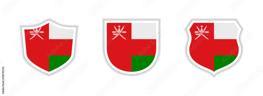 shields icon set with omani flag isolated on white background. vector ...