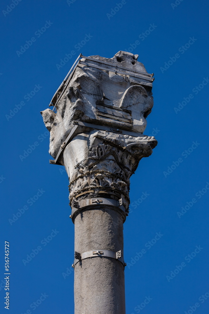 Elements of architectural decorations of buildings, columns and tops ...