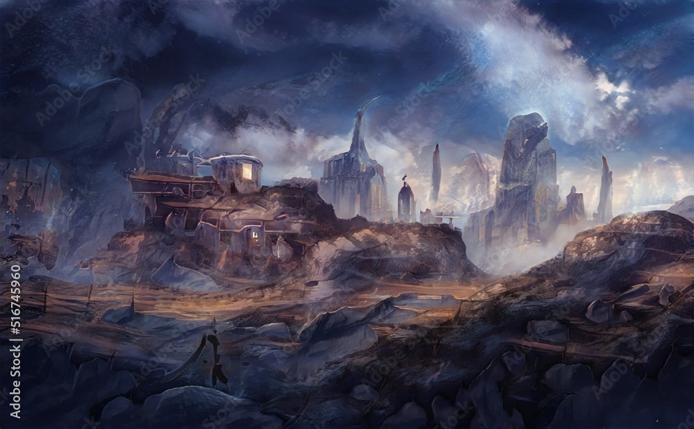 fantasy background, beautiful acrylic painting, stylized painting ...