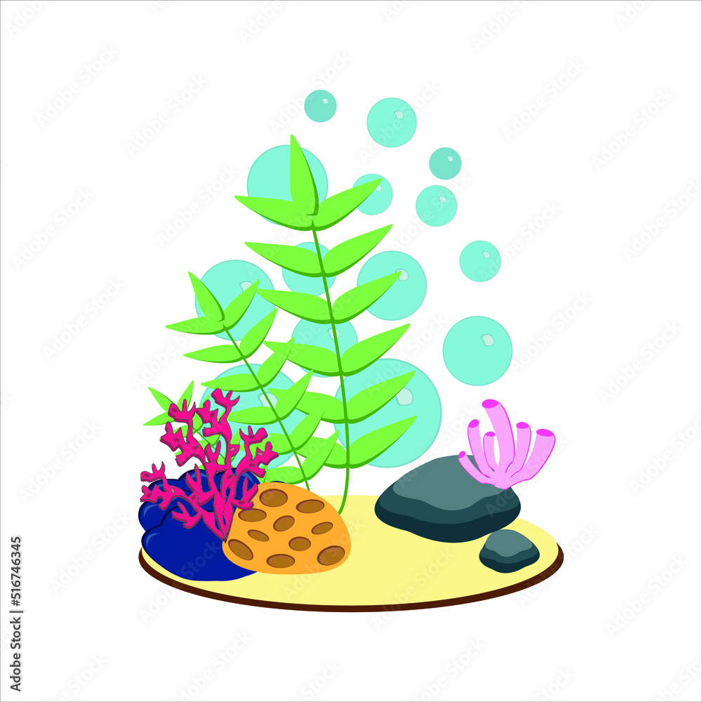 Vector ocean world. Aquatic ecosystem. Aquarium underwater marine life ...