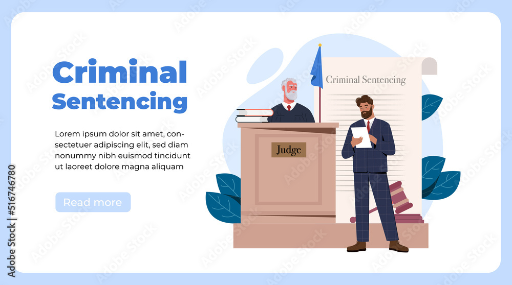 Criminal sentencing concept. Landing page template with lawyer standing ...