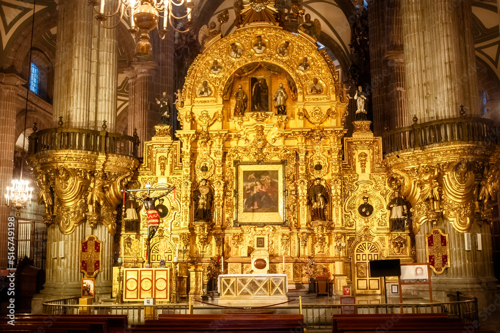 Golden altar -detail of the Interior of Metropolitan Cathedral of ...
